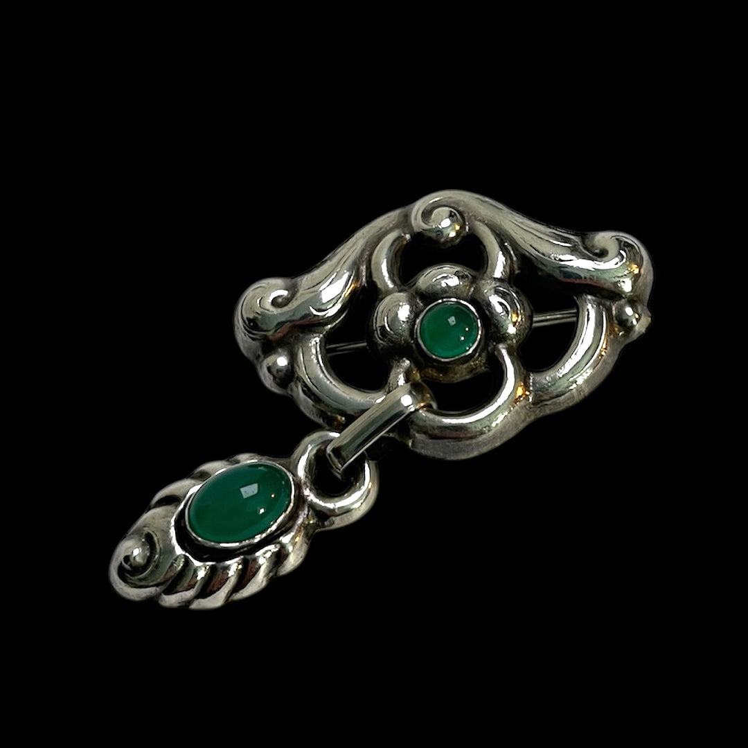 Antique William Fuglede Chrysoprase Silver Skønvirke Brooch WmF 830s ...