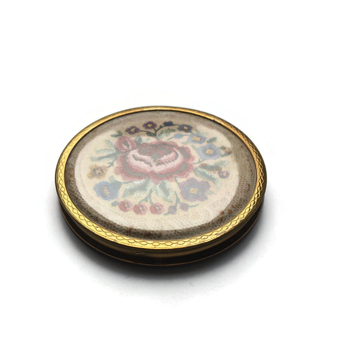 1950's Cross Stitch Powder Compact – hurdyburdy vintage